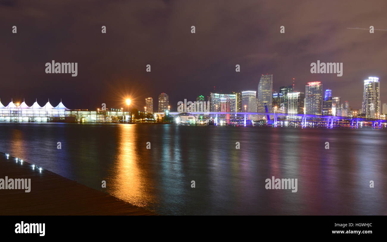 Miami, Florida - USA - January 08, 2016: Downtown Miami Night Skyline ...
