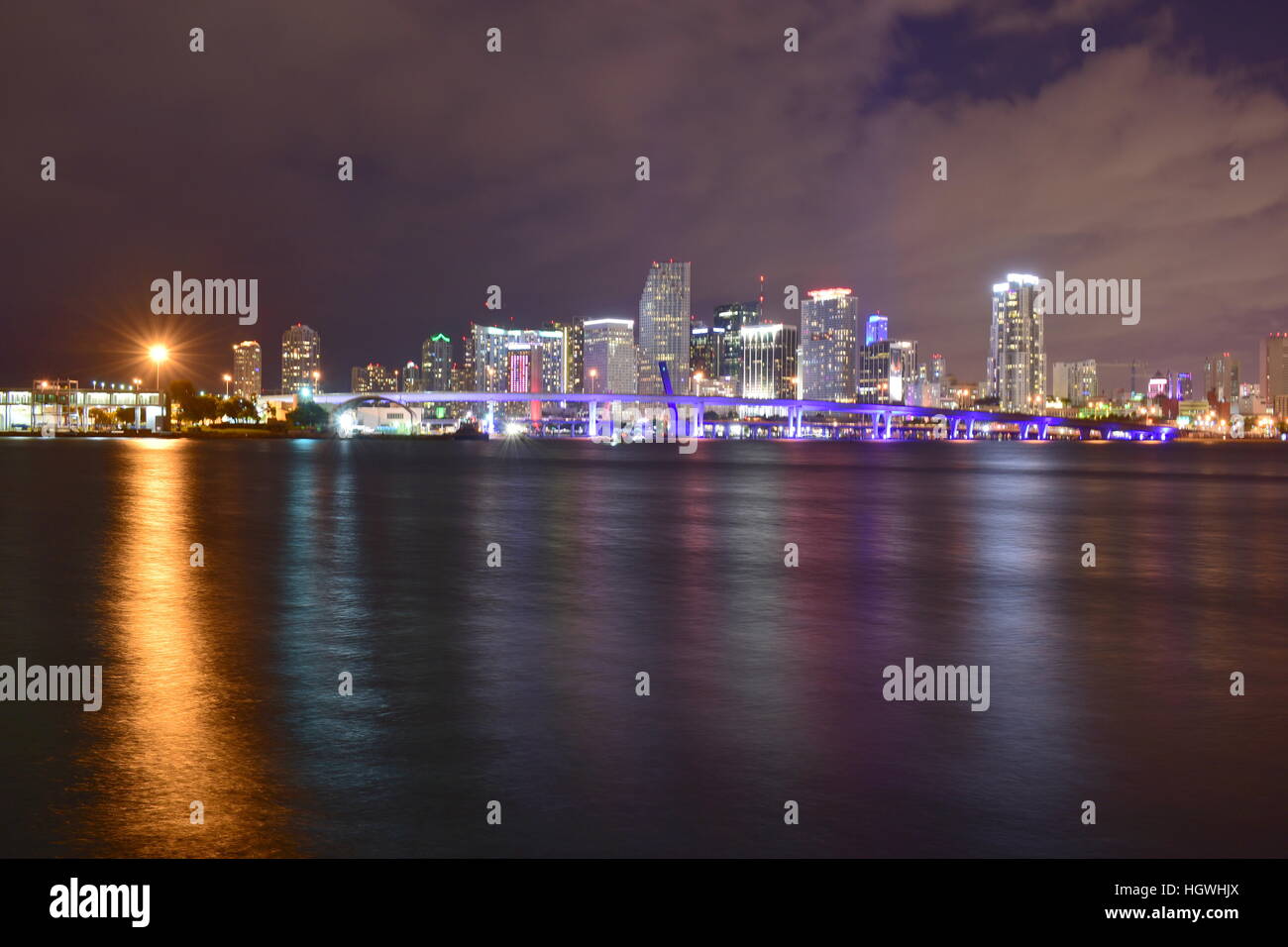 Miami, Florida - USA - January 08, 2016: Miami Skyline At Night Stock ...
