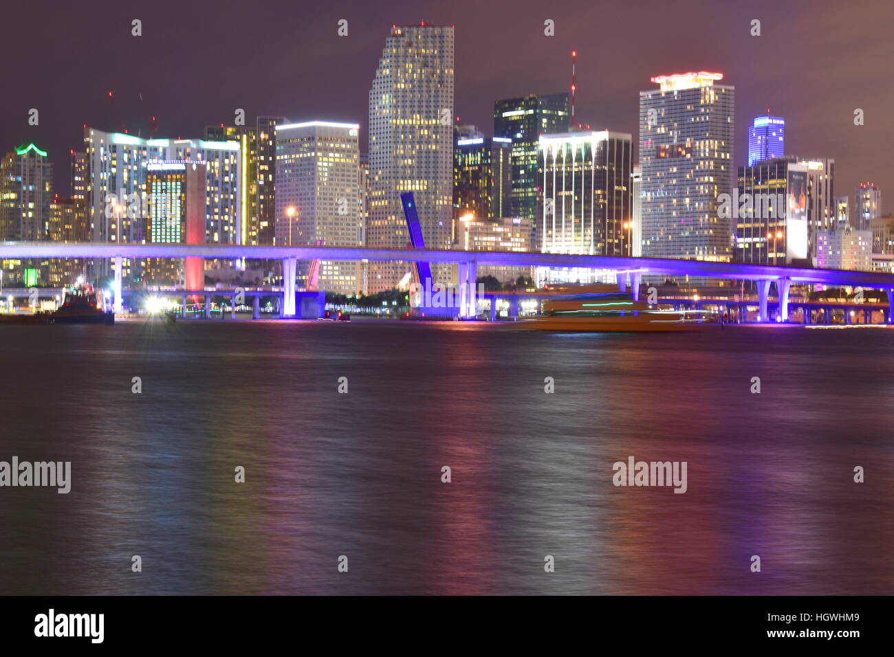 Miami, Florida - USA - January 08, 2016: Skyline Miami at Night Stock ...