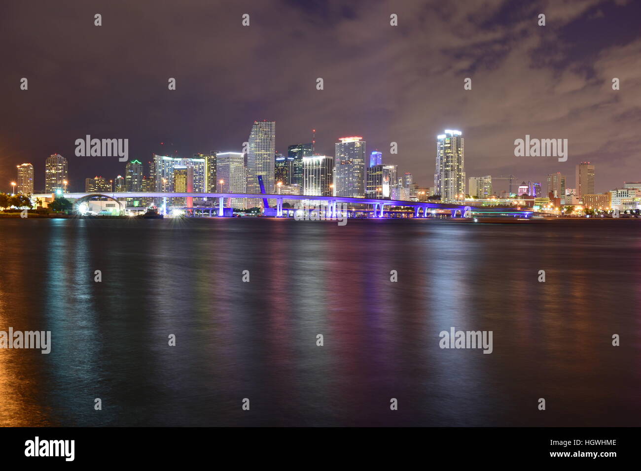 Miami, Florida - USA - January 08, 2016: Night in Miami Stock Photo - Alamy
