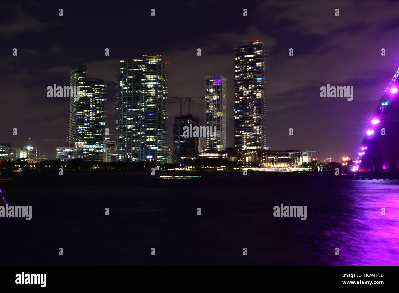 Miami, Florida - USA - January 08, 2016: Miami at Night Stock Photo - Alamy