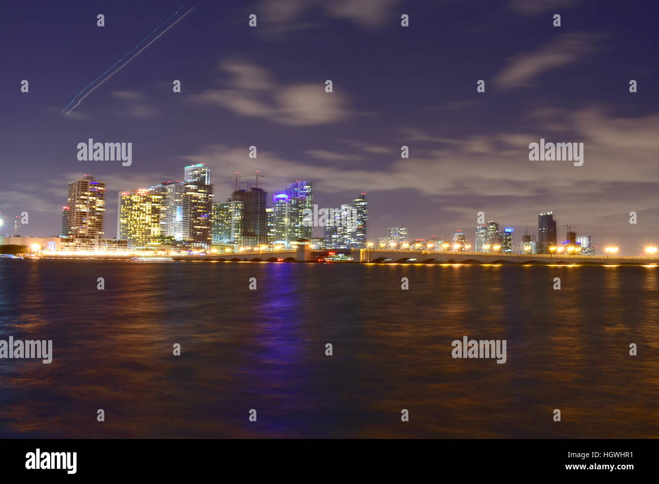 Miami, Florida - USA - January 08, 2016: Miami Bridge Lights Stock ...