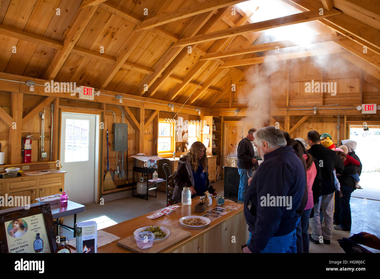Inside the sugar house at the Remick Farm in Tamworth, New Hampshire ...
