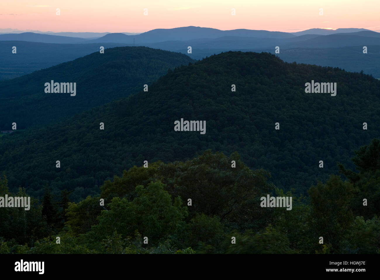 Sunset as seen from the fire tower at the John Wingate Weeks State ...