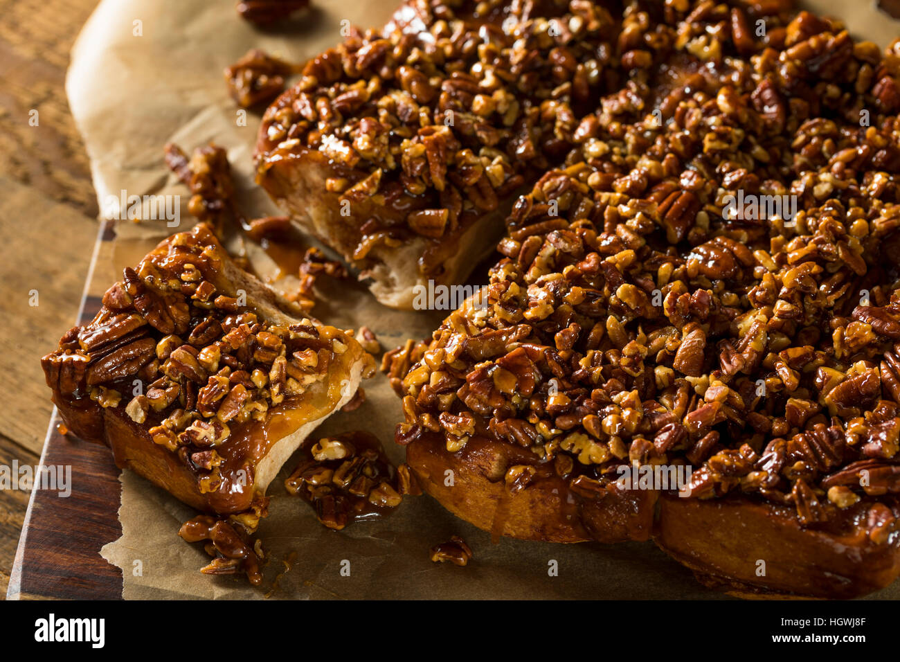 Homemade Glazed Pecan Sticky Buns Ready to Eat Stock Photo - Alamy