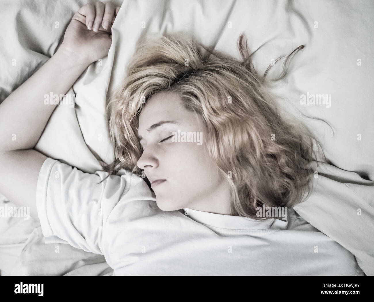 Sleeping in bed profile hi-res stock photography and images - Alamy