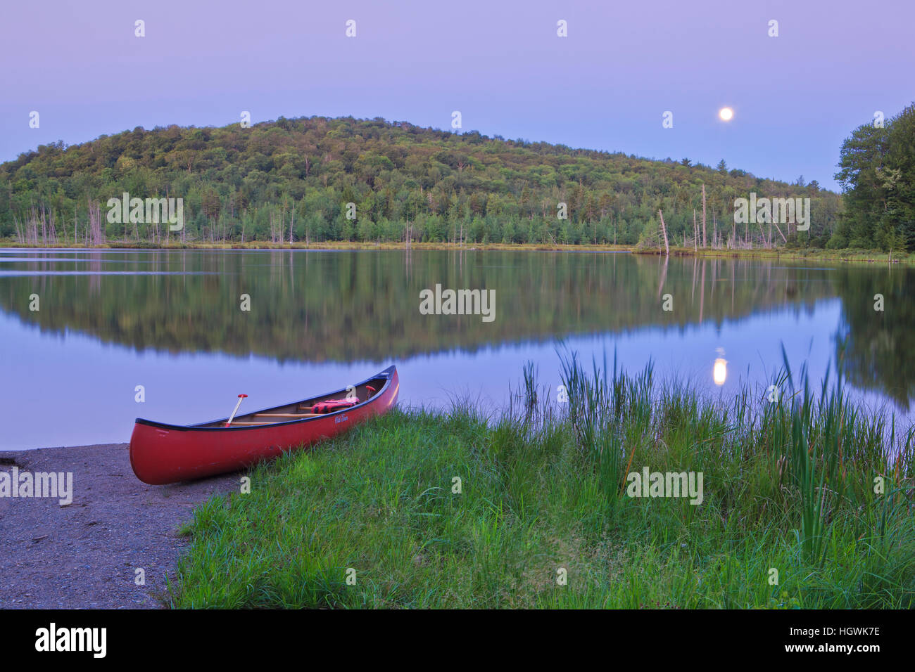 Mud Pond in Zack Woods. Hyde Park, Vermont. Moonset Stock Photo - Alamy