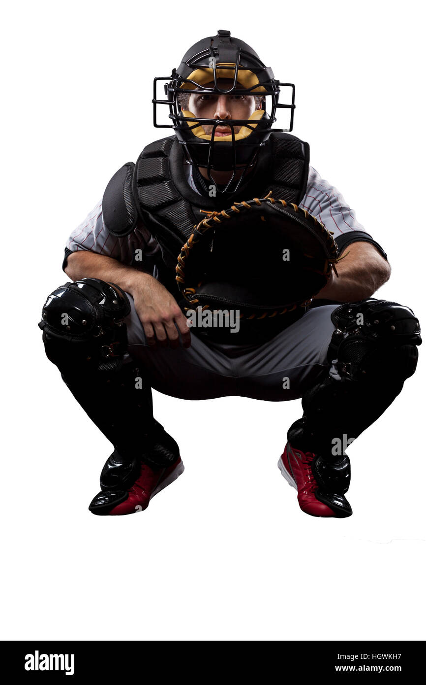 Catcher Baseball Player, on a white background Stock Photo - Alamy
