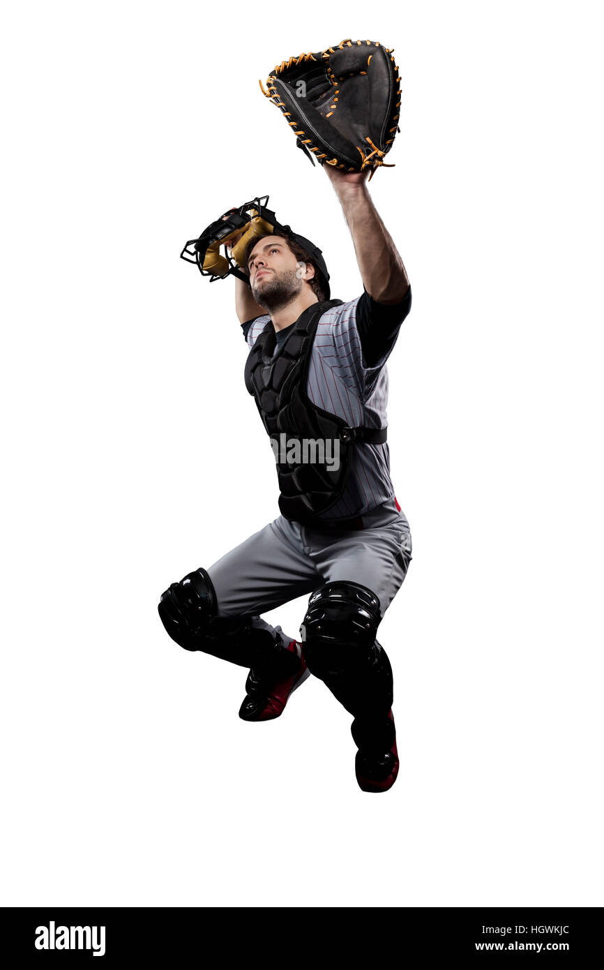 Catcher Baseball Player, on a white background Stock Photo - Alamy