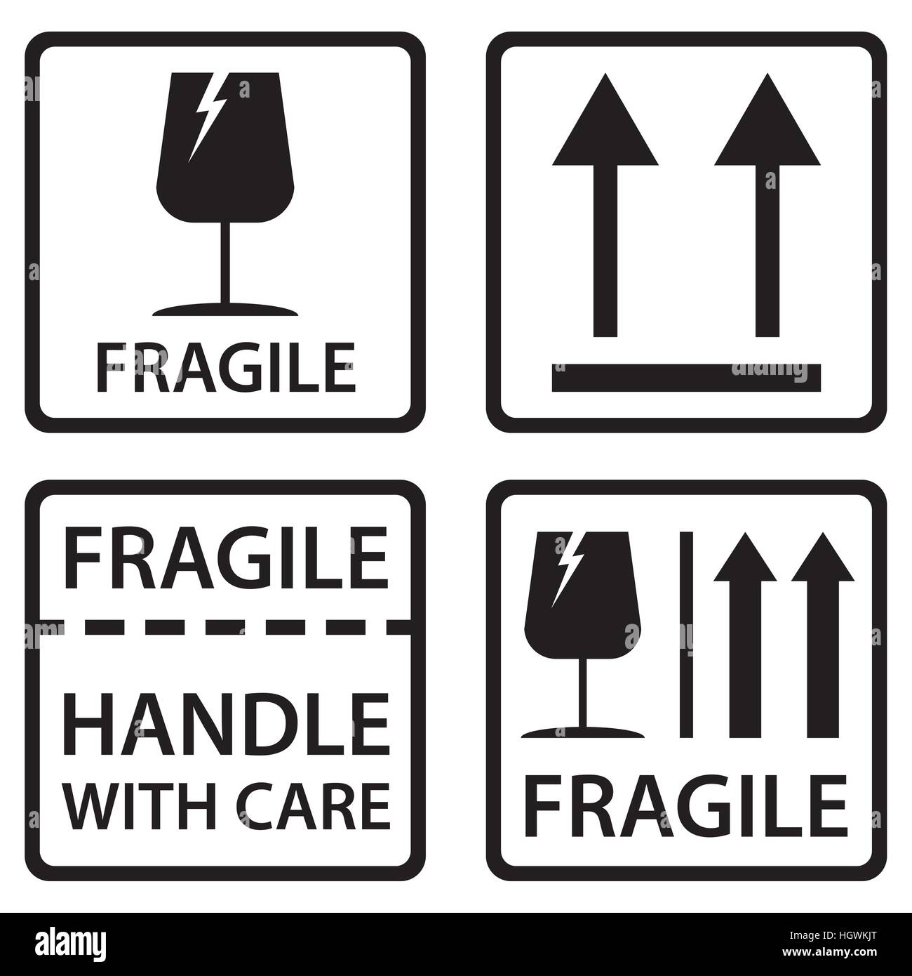 Fragile shipping label symbol isolated on white background Stock Vector ...