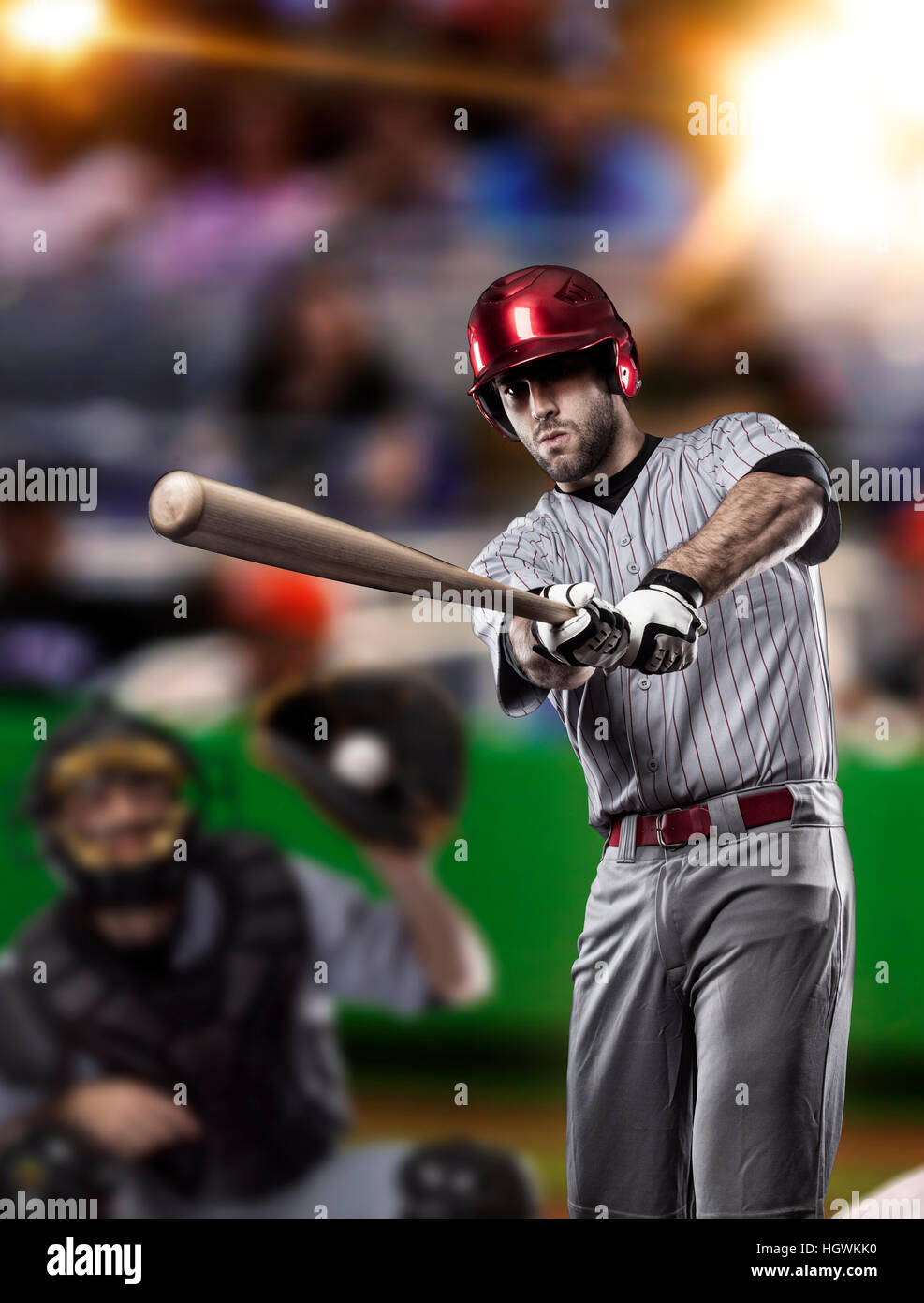 Baseball Player on a baseball Stadium Stock Photo - Alamy