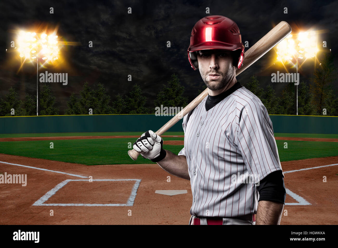 Baseball Player on a baseball Stadium Stock Photo - Alamy