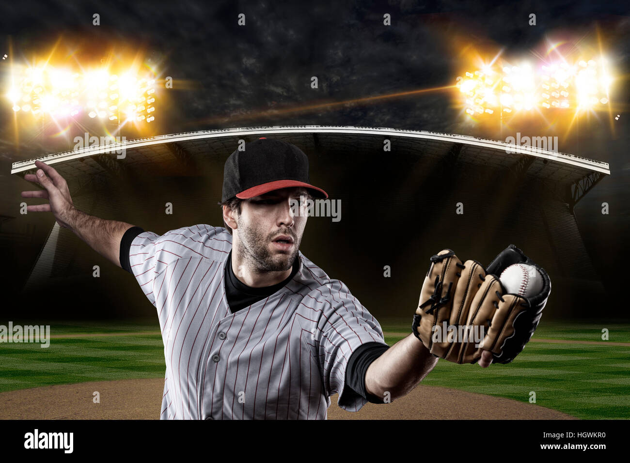 Baseball Player on a baseball Stadium Stock Photo - Alamy