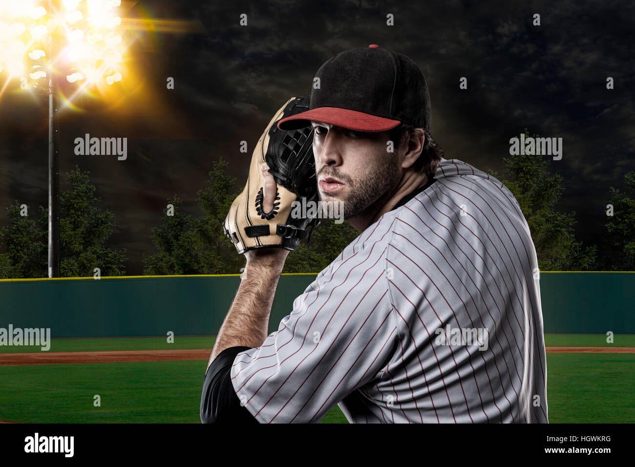 Baseball Player on a baseball Stadium Stock Photo - Alamy