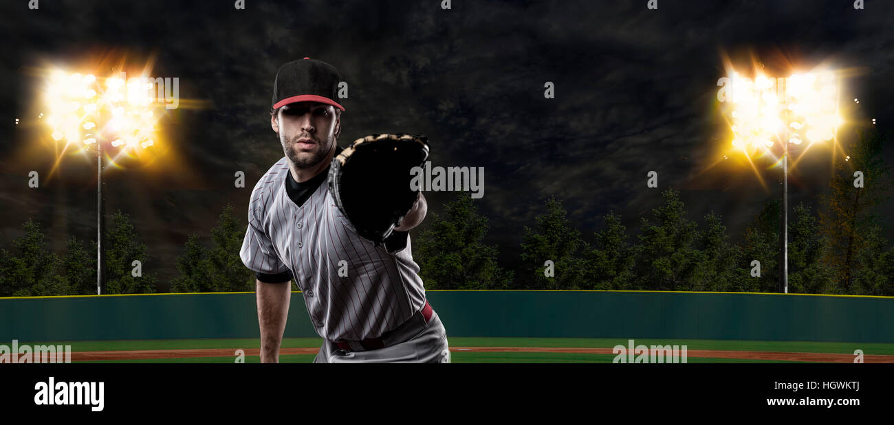 Baseball Player on a baseball Stadium Stock Photo - Alamy