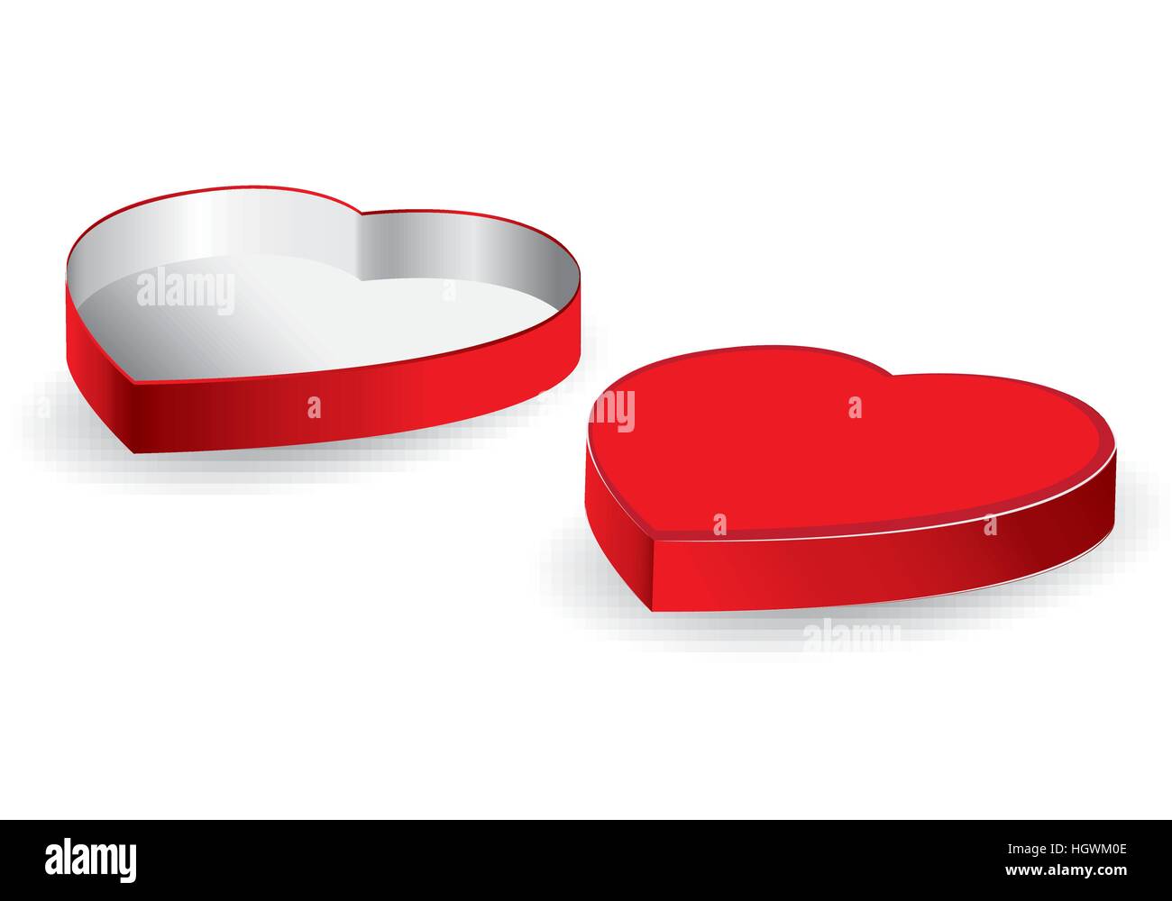 Red Heart box and Bright gift isolated on white background Stock Vector ...