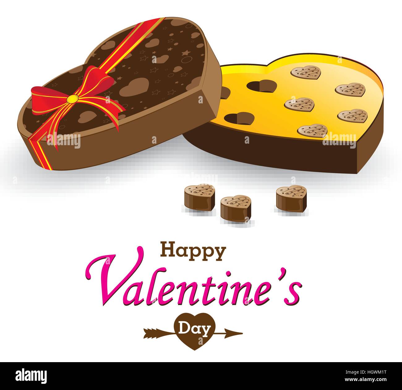Valentine's Day and Heart chocolate box isolated on white background ...
