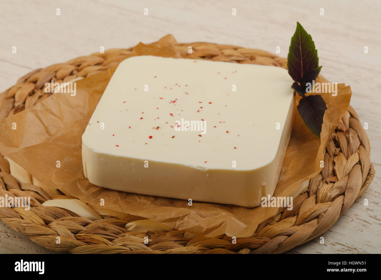 Traditional Feta cheese on the wooden background Stock Photo - Alamy