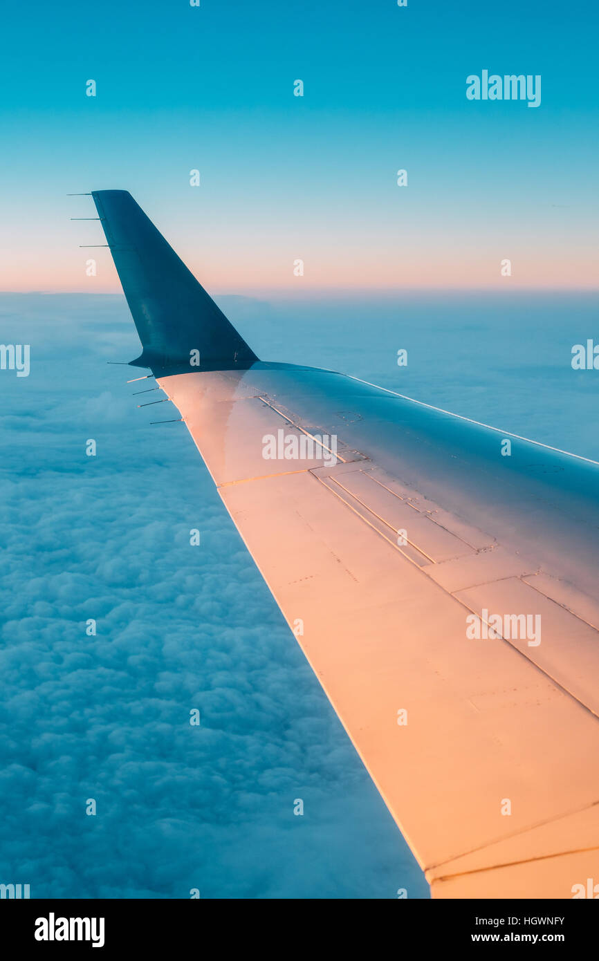 Pretty Sunset Sky With Plane