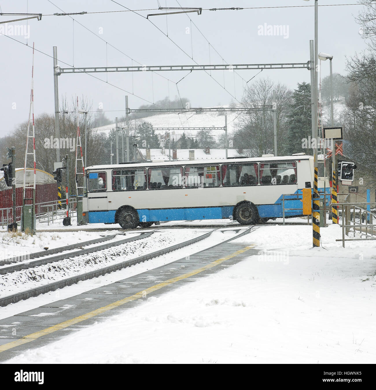 Bus on railway crossing hi-res stock photography and images - Alamy