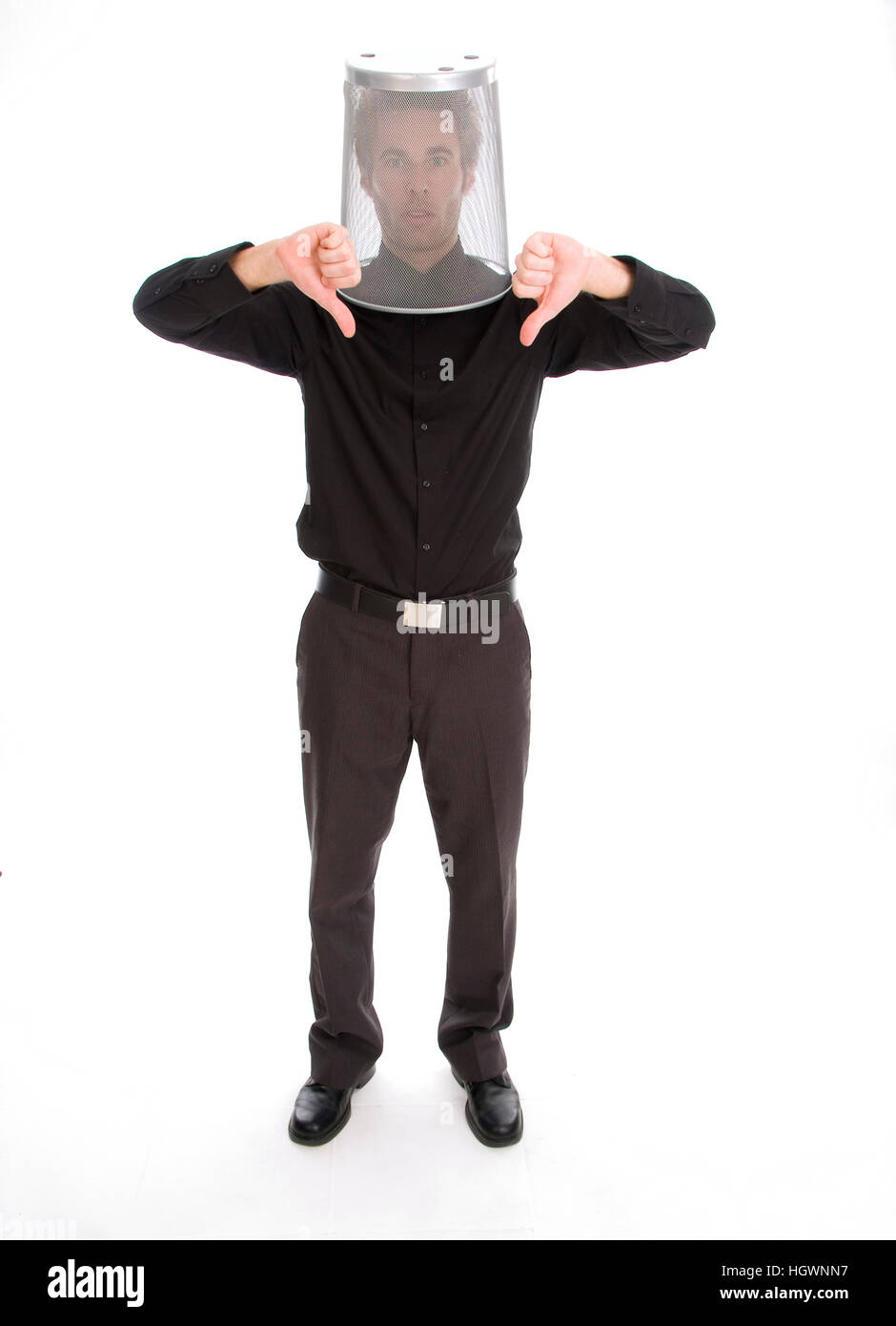 Business man dustbin on head hi-res stock photography and images - Alamy