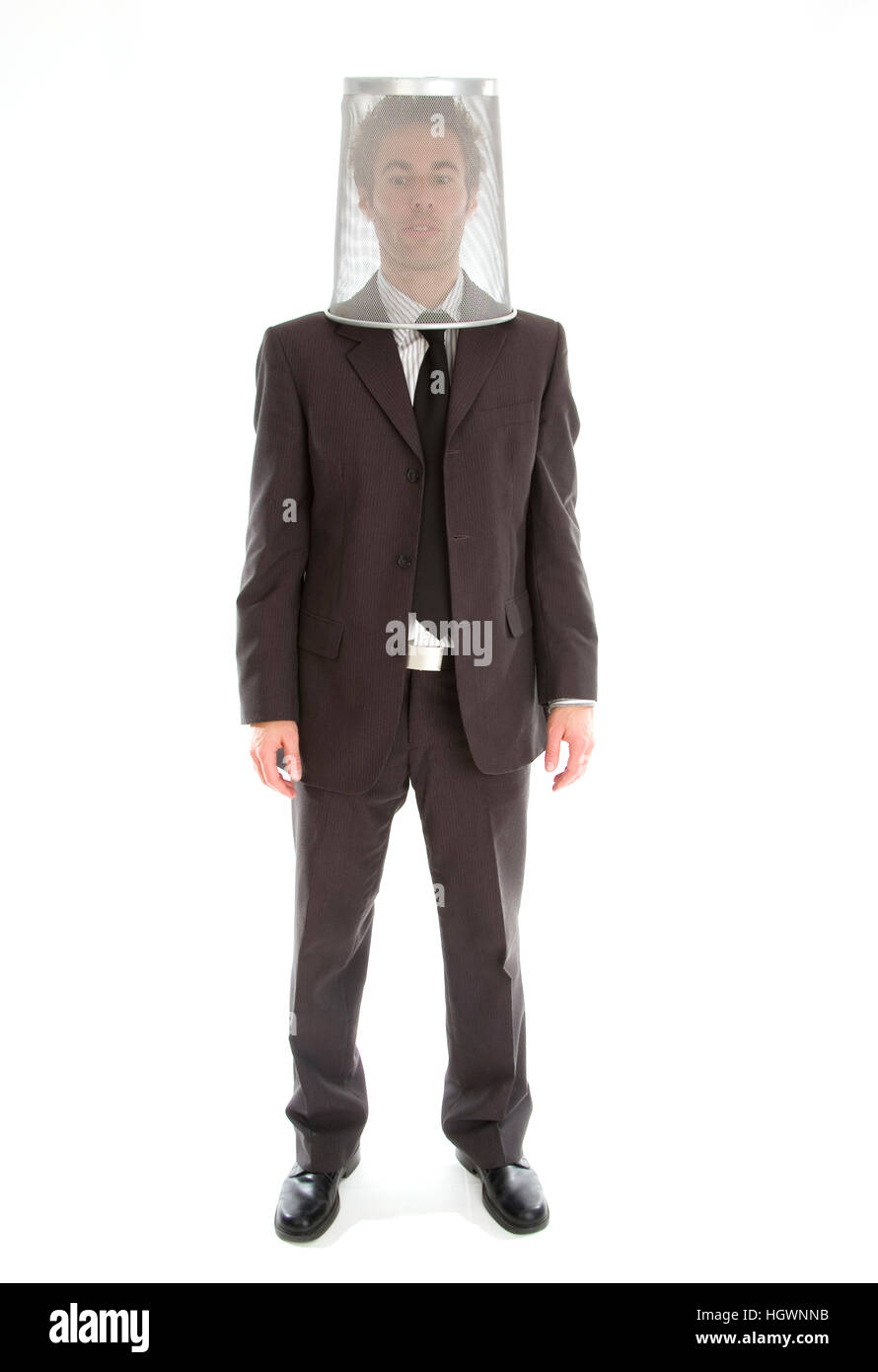 Business man dustbin on head hi-res stock photography and images - Alamy