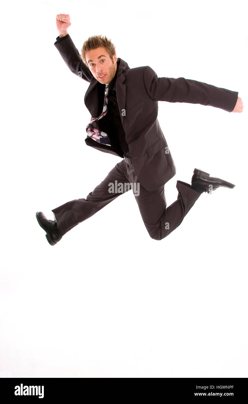 Business man makes a jump Stock Photo - Alamy