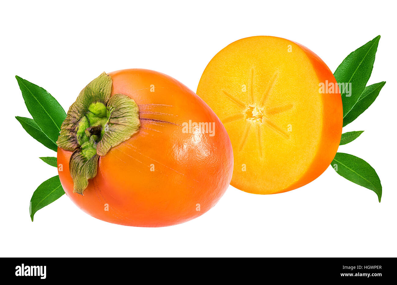Persimmon fruit isolated on white background Stock Photo - Alamy