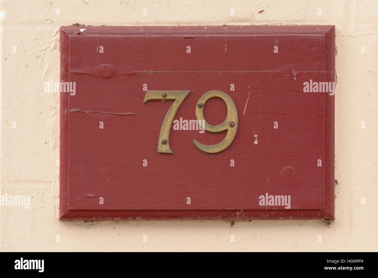 House Number 79 sign on wall Stock Photo - Alamy