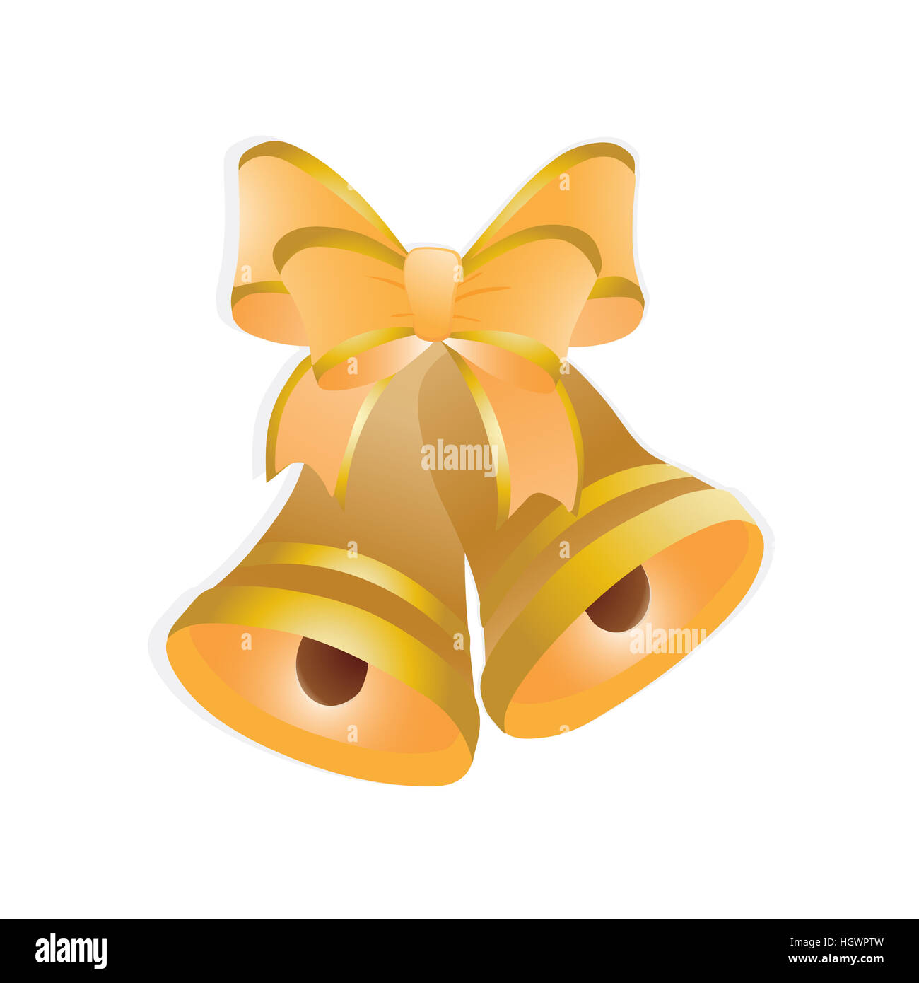 Golden bell vector object cristmas ornament decor Stock Photo - Alamy