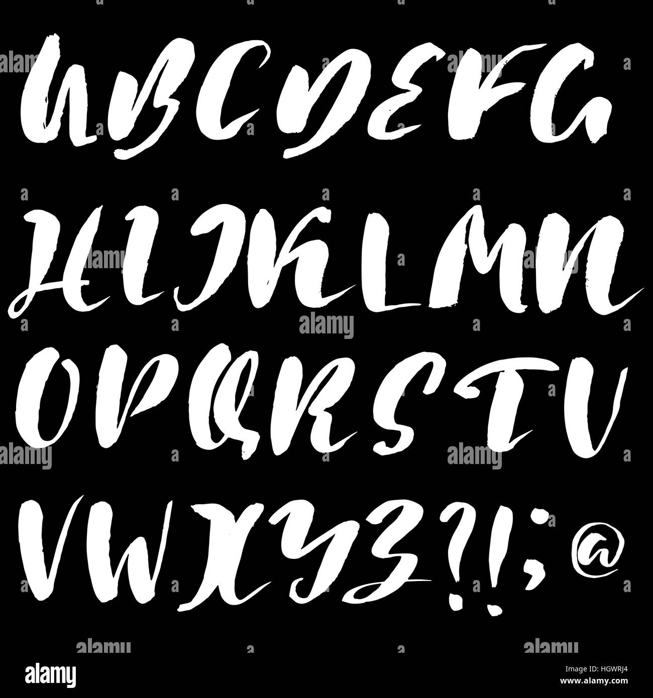 Hand drawn font made by dry brush strokes. Grunge style alphabet Stock ...