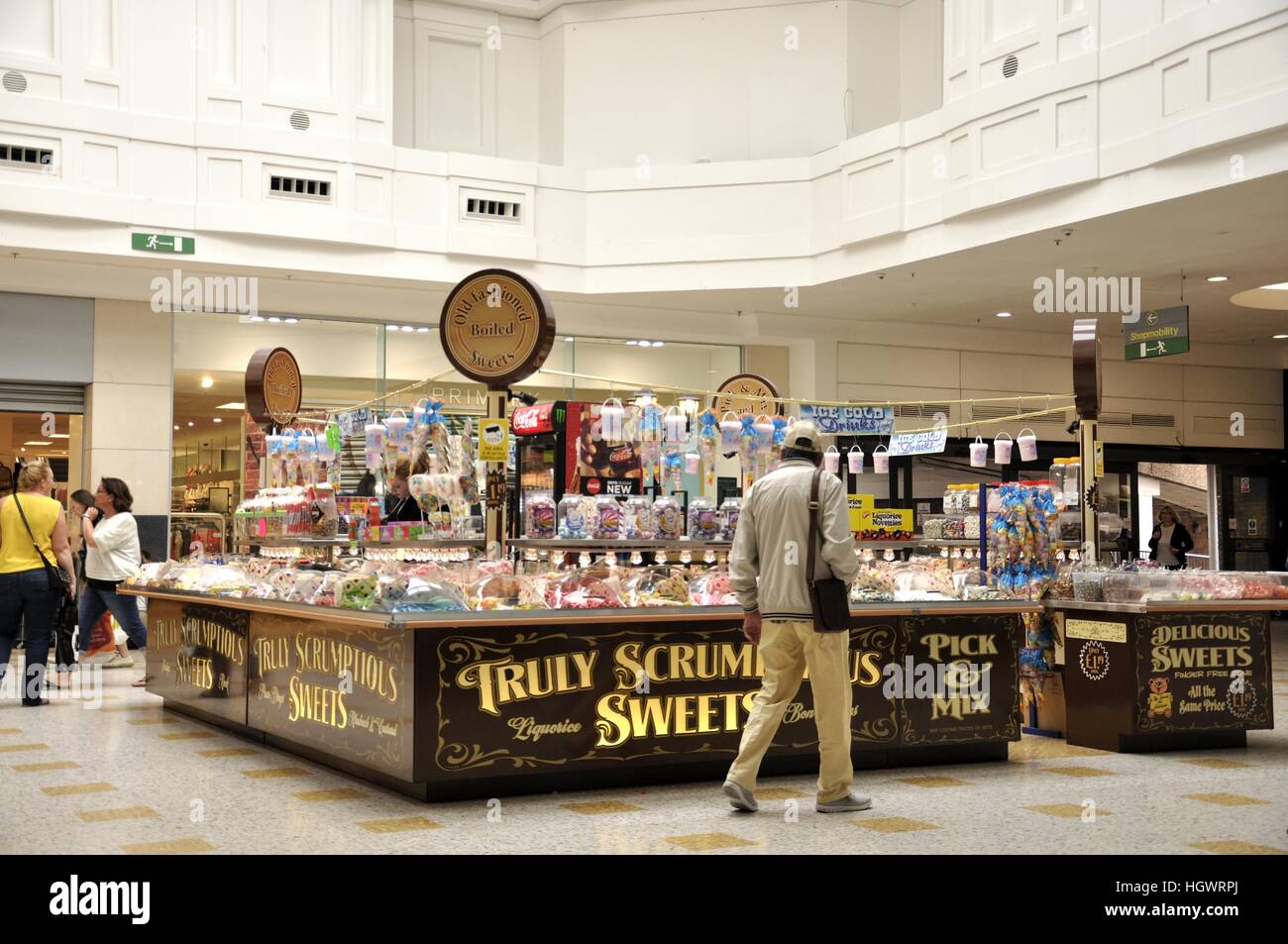 Sweet stall in Eastbourne shopping centre Stock Photo - Alamy