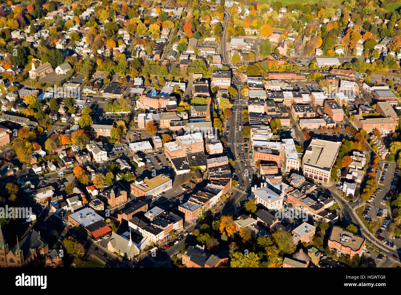 Downtown Northampton, Massachusetts from the air Stock Photo - Alamy