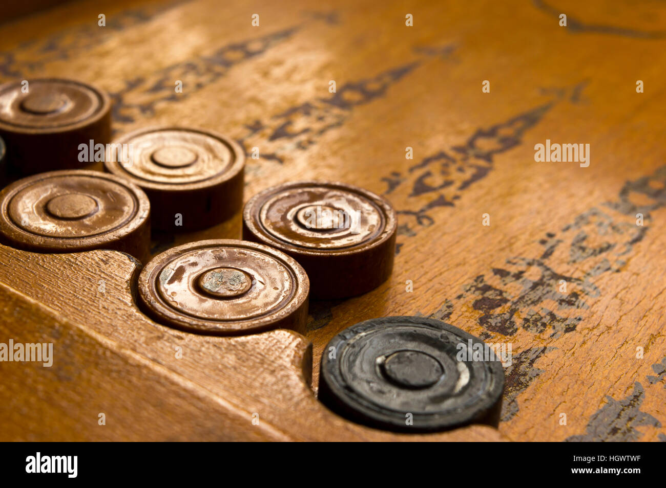 Old vintage wooden backgammon Stock Photo - Alamy