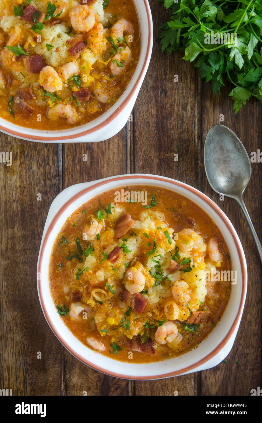 Prawn chowder with mashed potatoes Stock Photo - Alamy