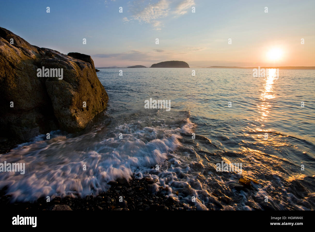 Early morning surf in Frenchman Bay as seen from Dorr Point in Maine's ...