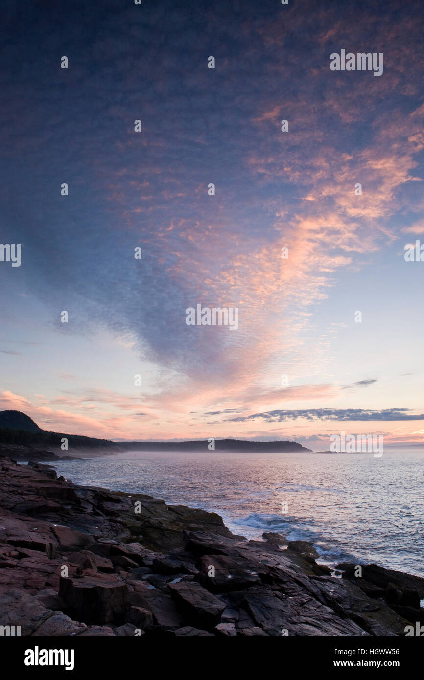 Dawn over the Atlantic Ocean as seen from Ocean Drive in Maine's Acadia ...