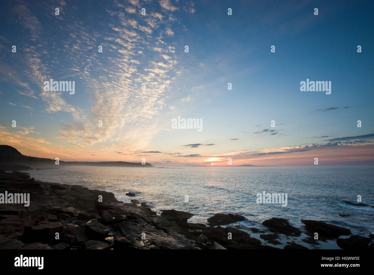 Dawn over the Atlantic Ocean as seen from Ocean Drive in Maine's Acadia ...