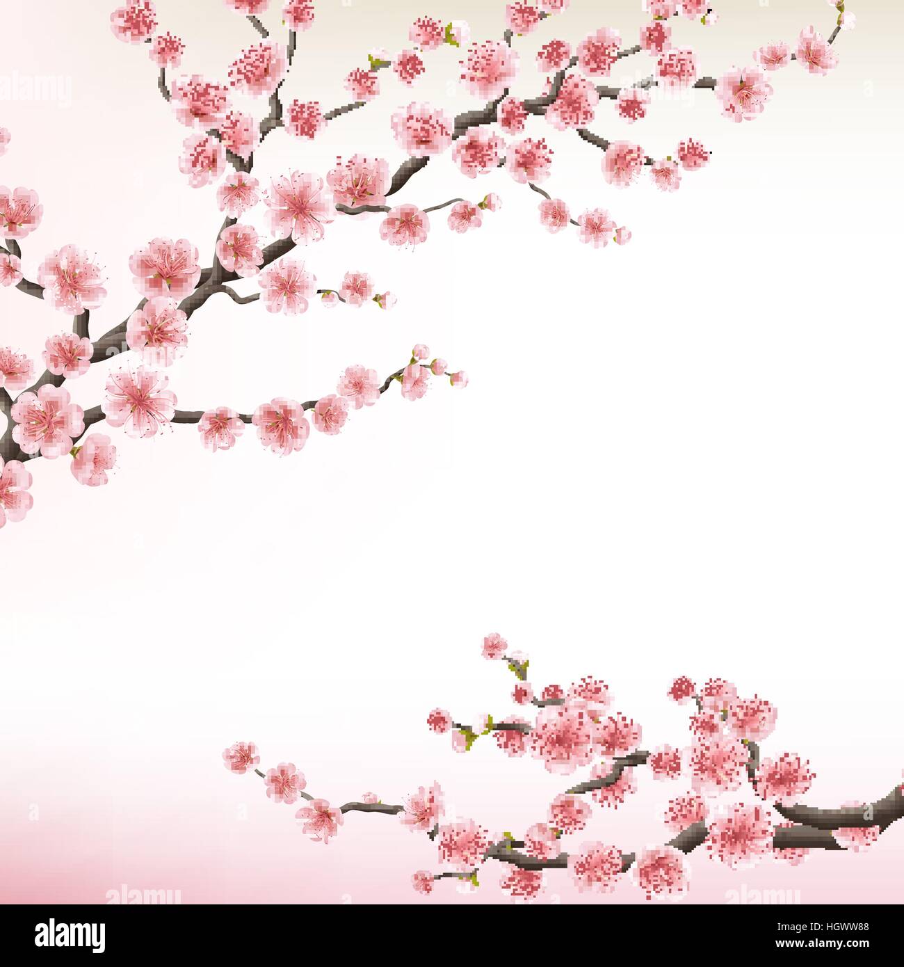 Pink sakura branch petals Stock Vector Images - Alamy