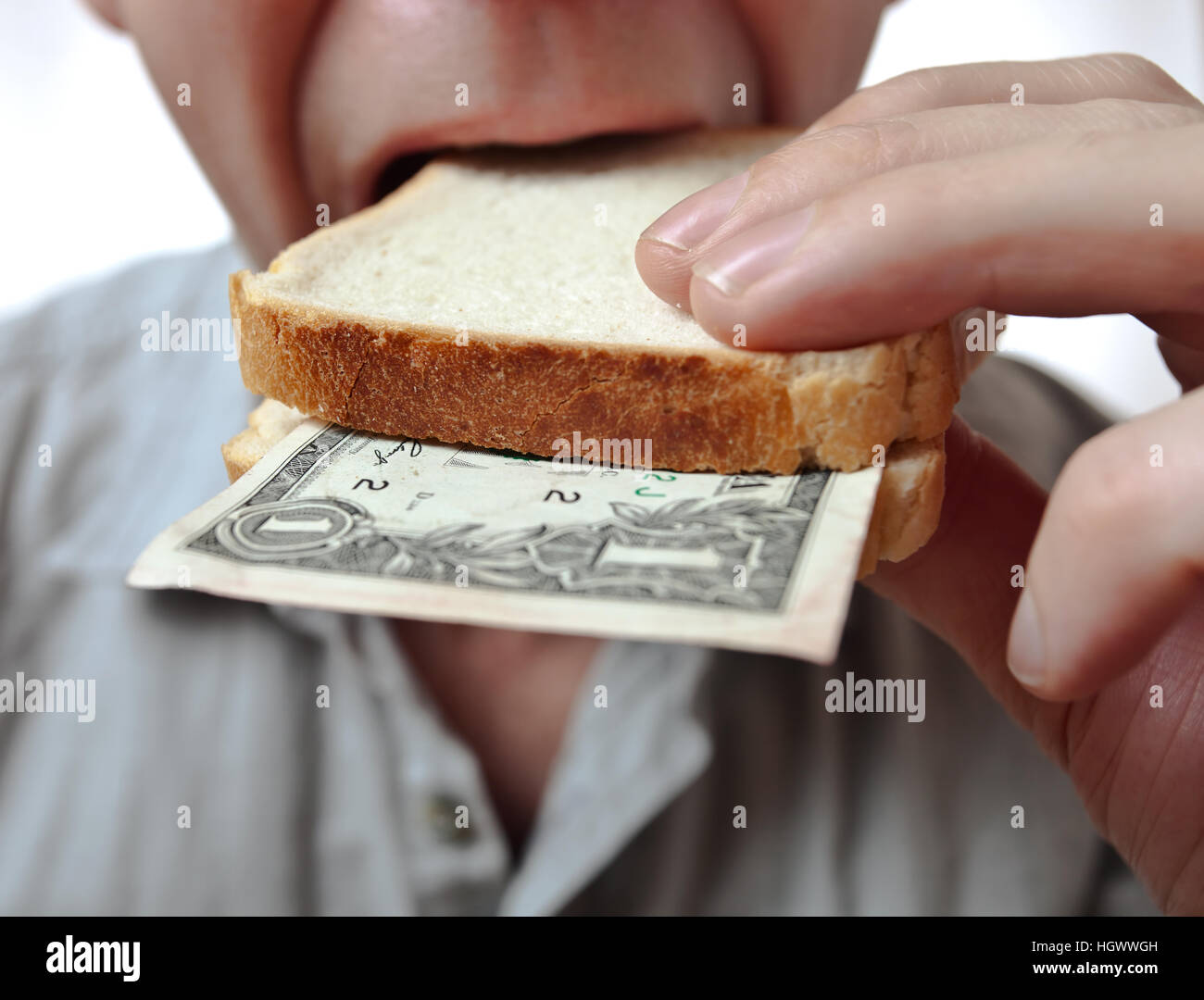 Conceptual image on the subject of inflation , money sandwich Stock ...