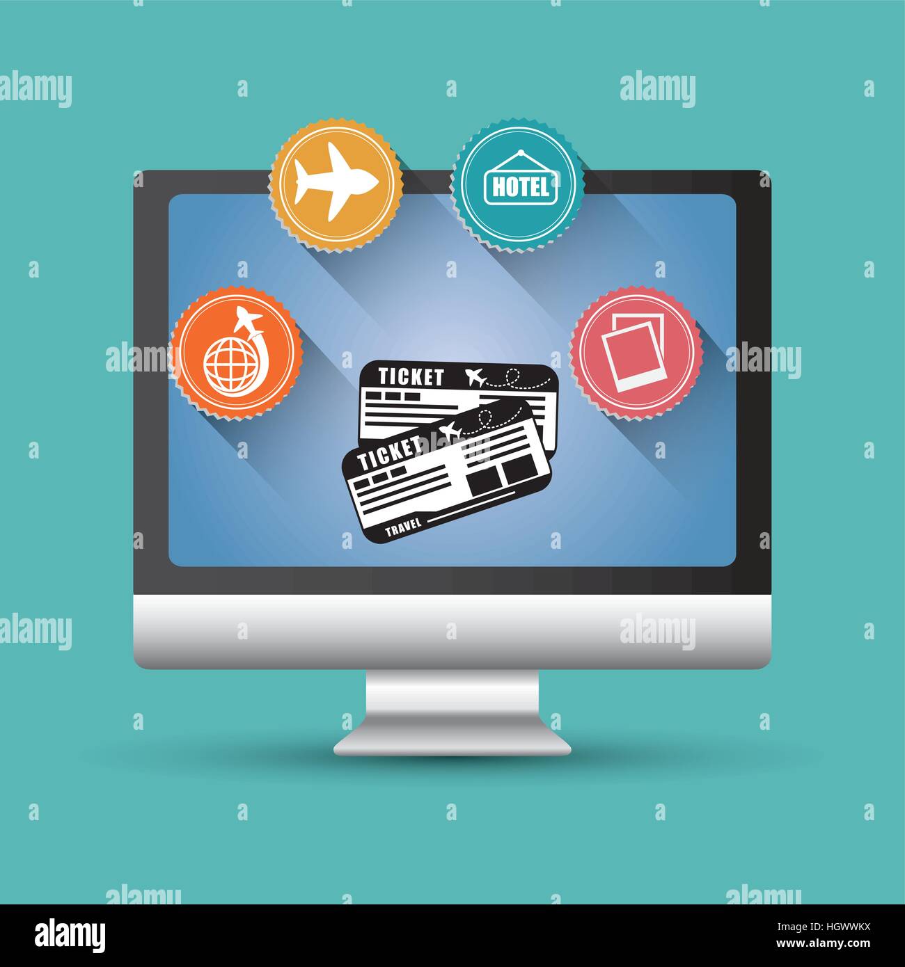 travel ticket airline aircraft computer digital vector illustration eps ...