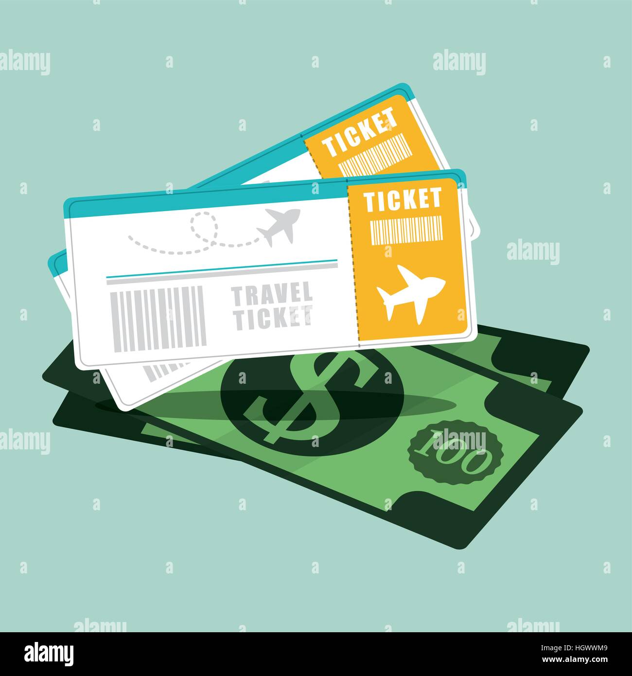 ticket travel airline dollar money vector illustration eps 10 Stock ...