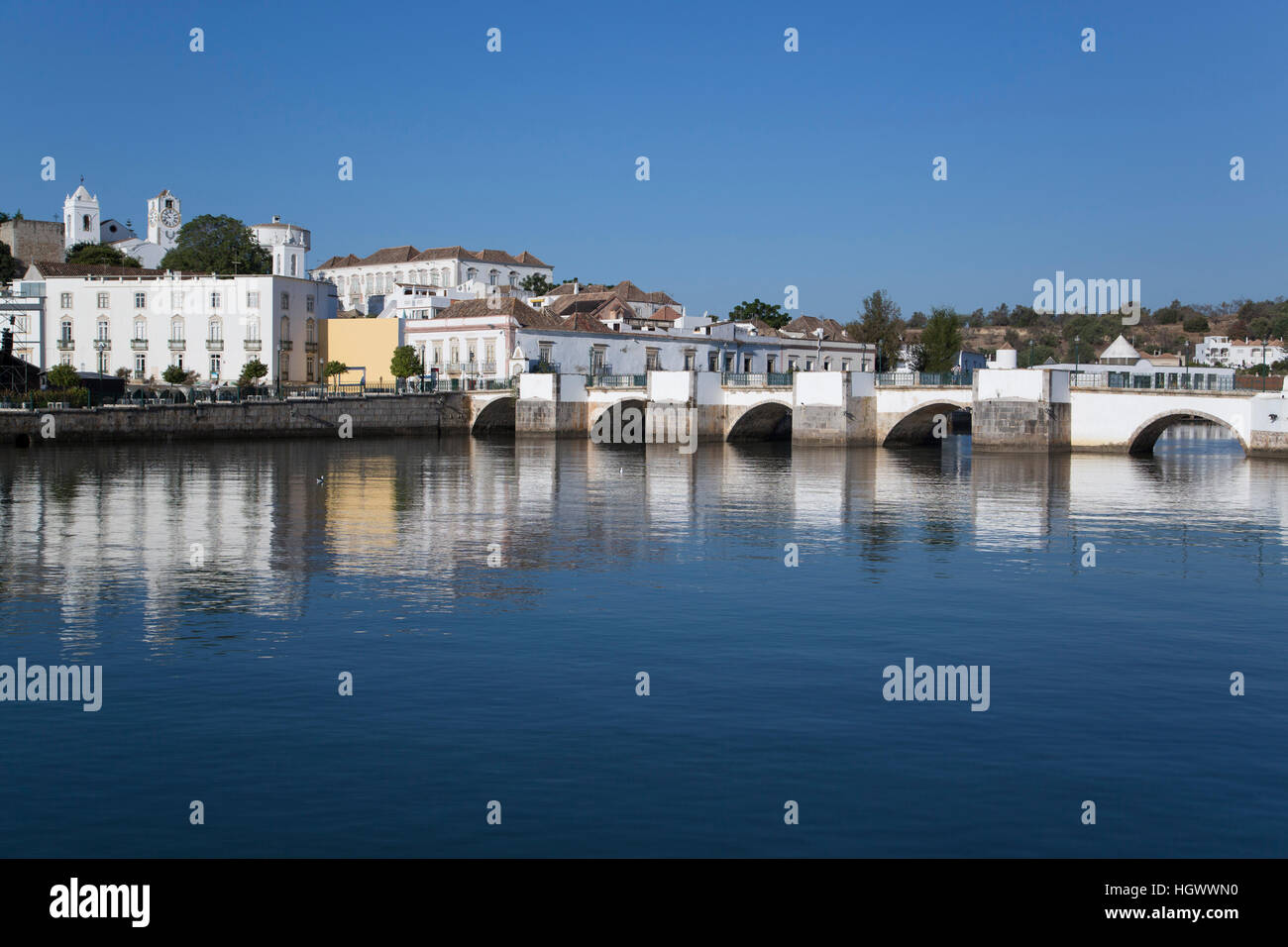 Roman Bridge over the Gilao River, Tavira, Algarve, Portugal Stock ...