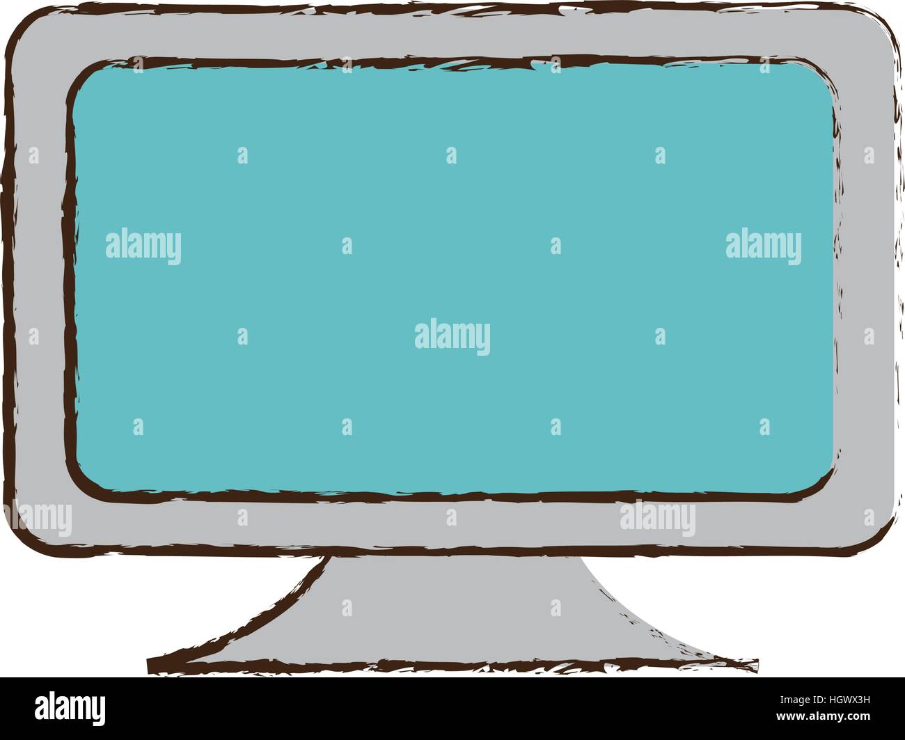 blue screen computer equipment office sketch vector illustration eps 10 ...