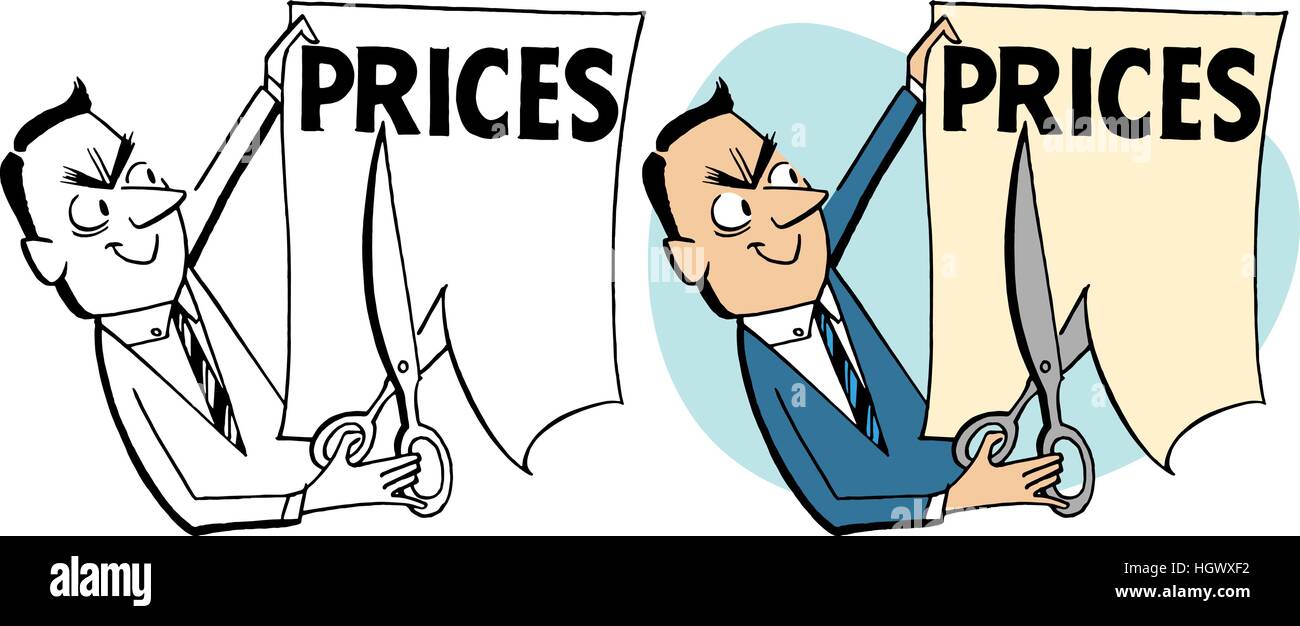 A man slashes prices with a pair of scissors Stock Vector Image & Art ...