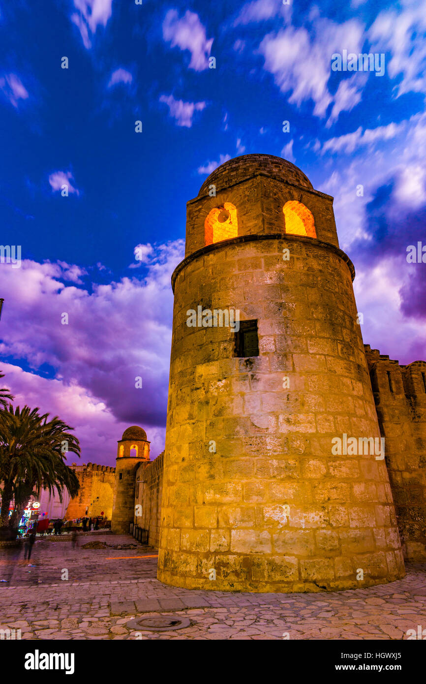 Night photo of Mosque in Sousse Stock Photo - Alamy