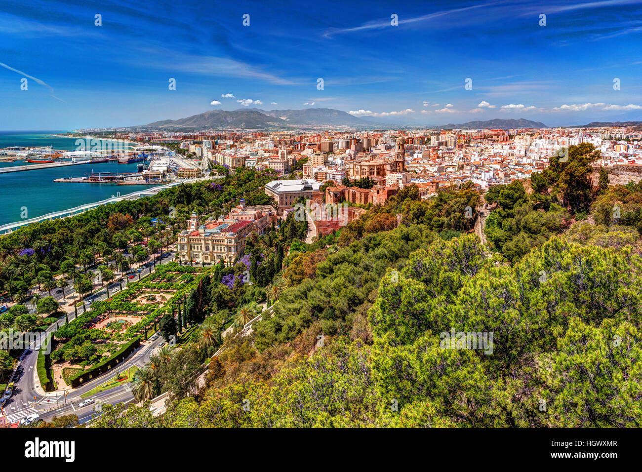 Aerial view of Malaga taken from Gibralfaro castle Stock Photo - Alamy