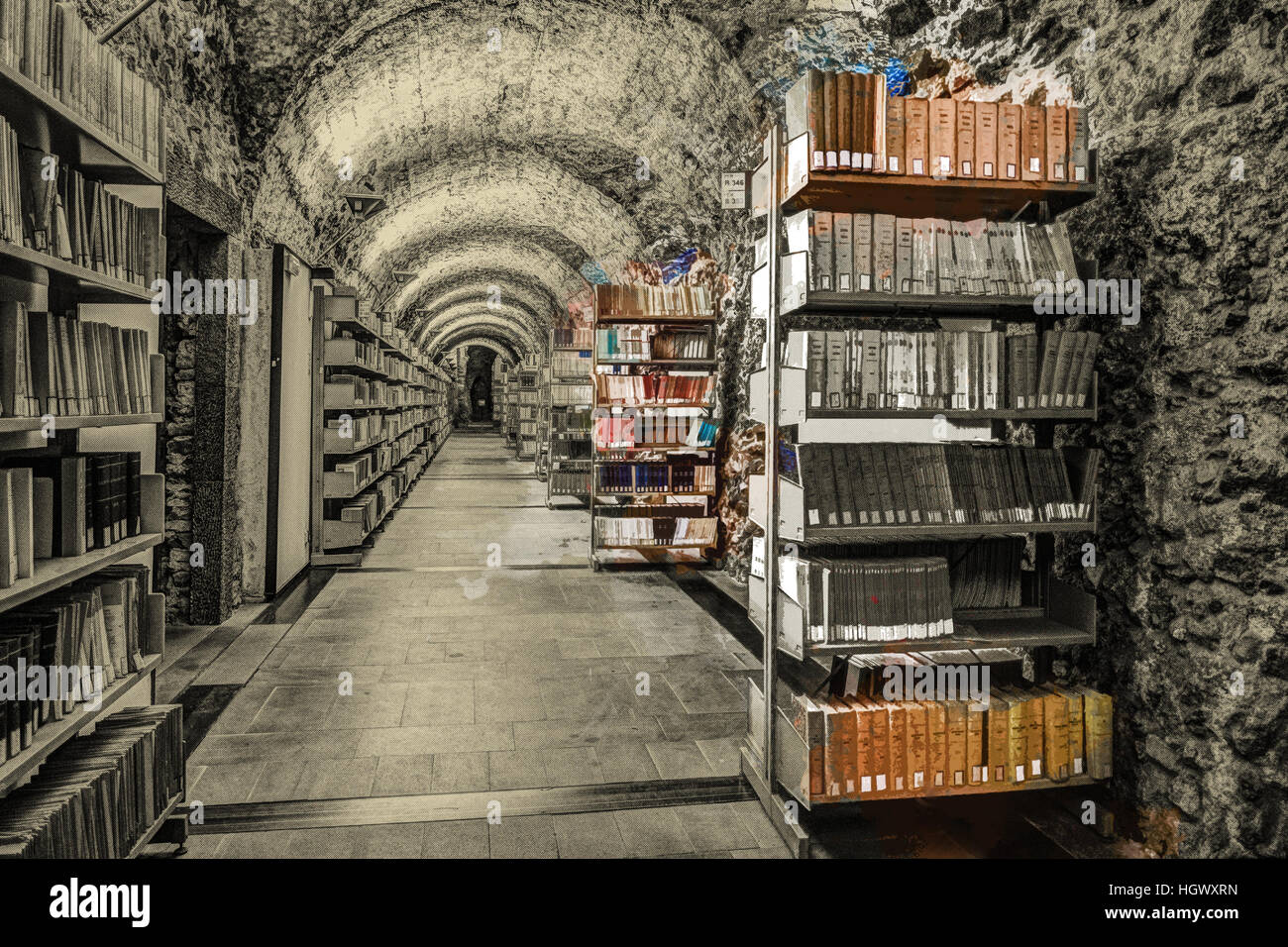library setting with books and reading material Stock Photo - Alamy