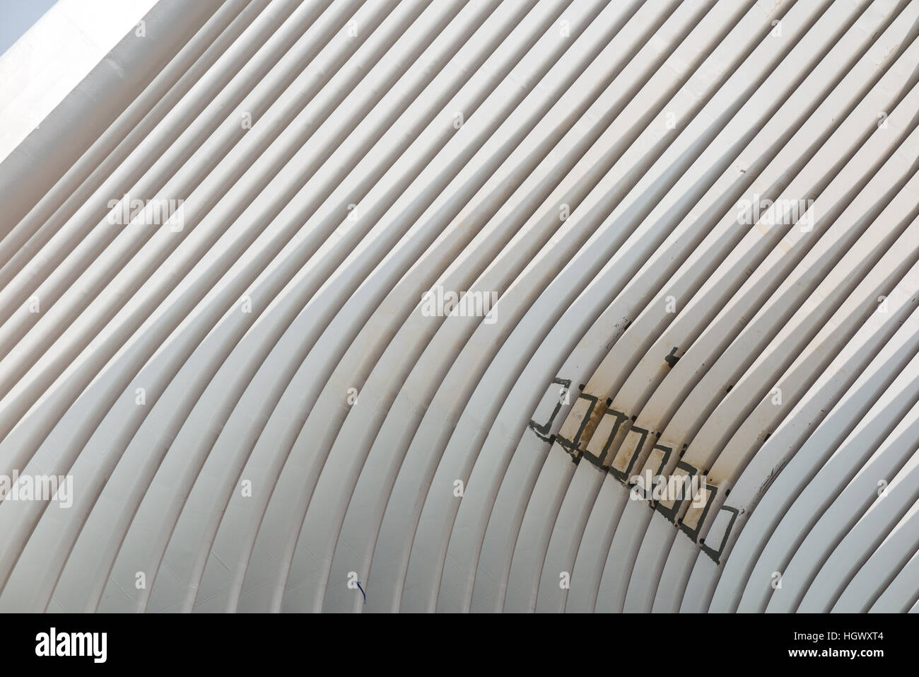 Close up at the welding repair of the ribs of the Oculus structure, WTC ...