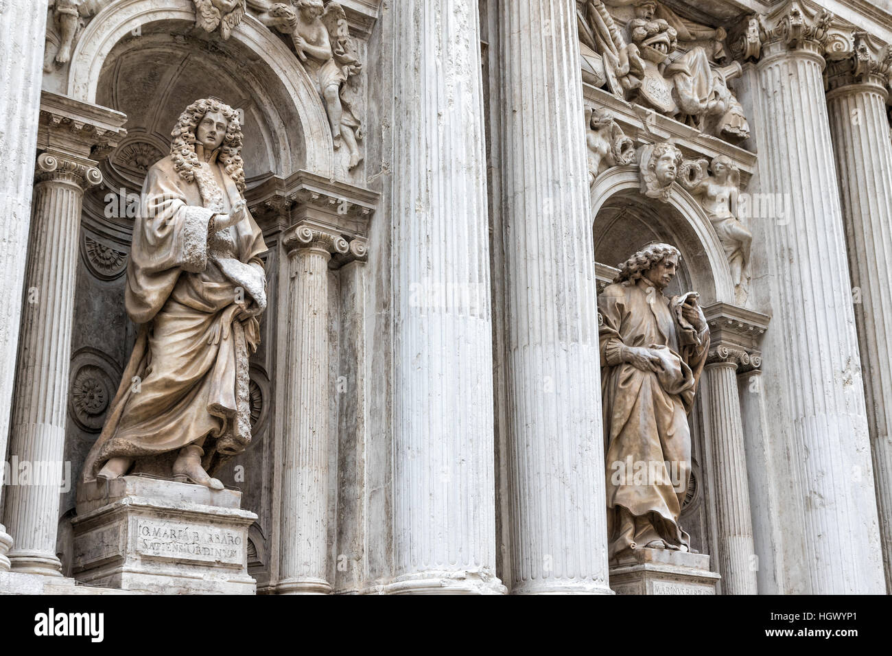 Statues in exterior of famous Venetian church named The Chiesa di Santa ...